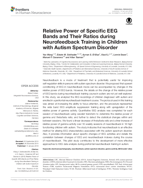 (PDF) Relative Power of Specific EEG Bands and Their Ratios during ...