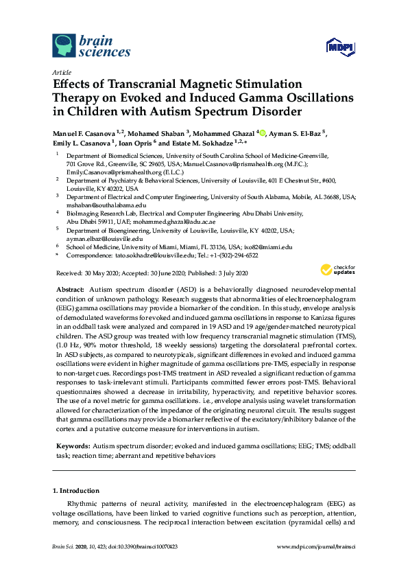 (PDF) Effects of Transcranial Magnetic Stimulation Therapy on Evoked and Induced Gamma ...