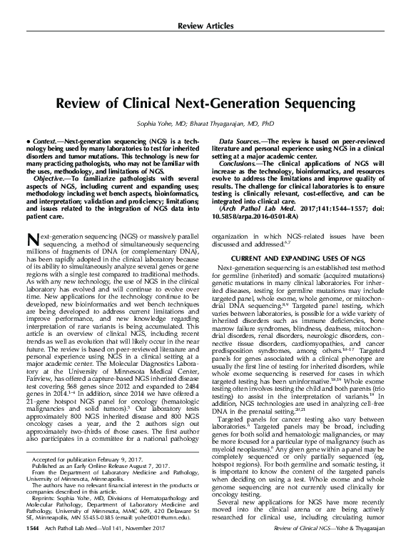 (PDF) Review of Clinical Next-Generation Sequencing