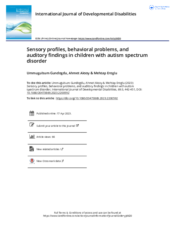 (PDF) Sensory profiles, behavioral problems, and auditory findings in ...