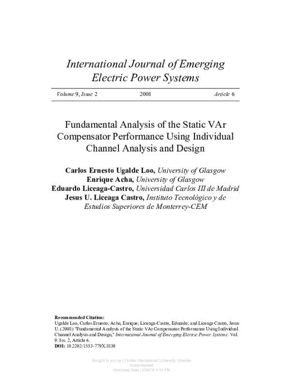 (PDF) Fundamental Analysis of the Static VAr Compensator Performance ...