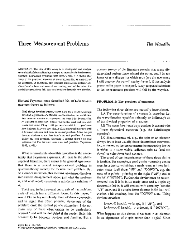 (PDF) Three measurement problems