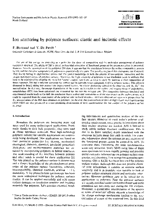 (PDF) Ion scattering by polymer surfaces: elastic and inelastic effects