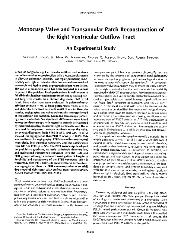 (PDF) Monocusp Valve and Transannular Patch Reconstruction of the Right ...