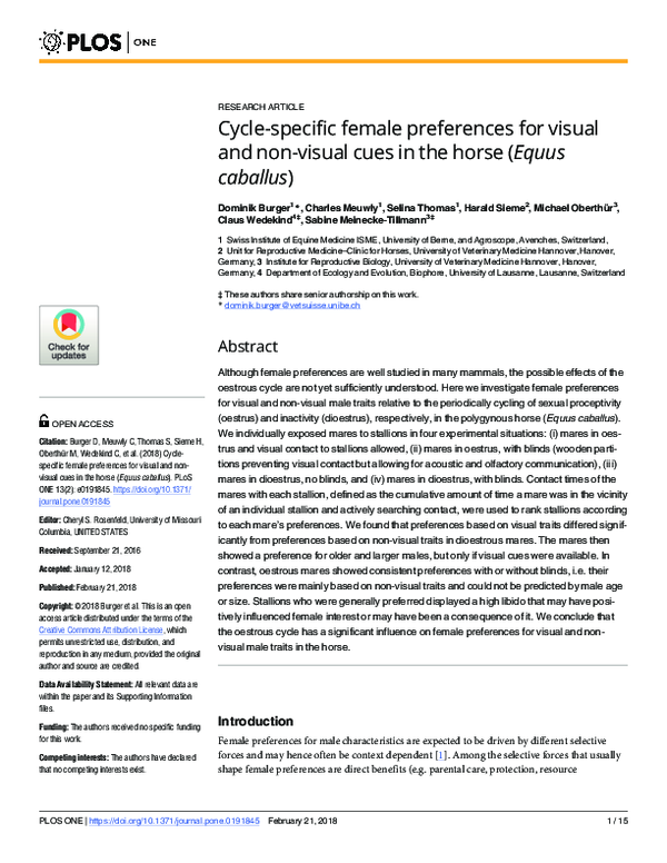 (PDF) Cycle-specific female preferences for visual and non-visual cues ...