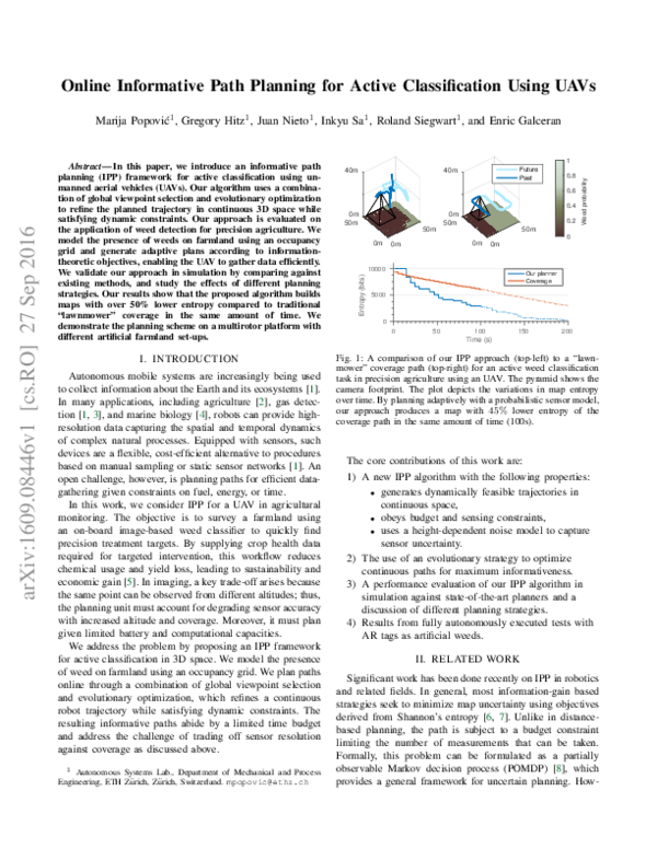 (PDF) Online informative path planning for active classification using UAVs