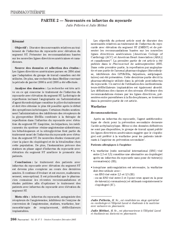 (PDF) PARTIE 2 — Nouveautés en infarctus du myocarde