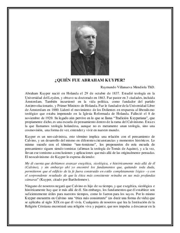 (PDF) QUIÉN FUE ABRAHAM KUYPER
