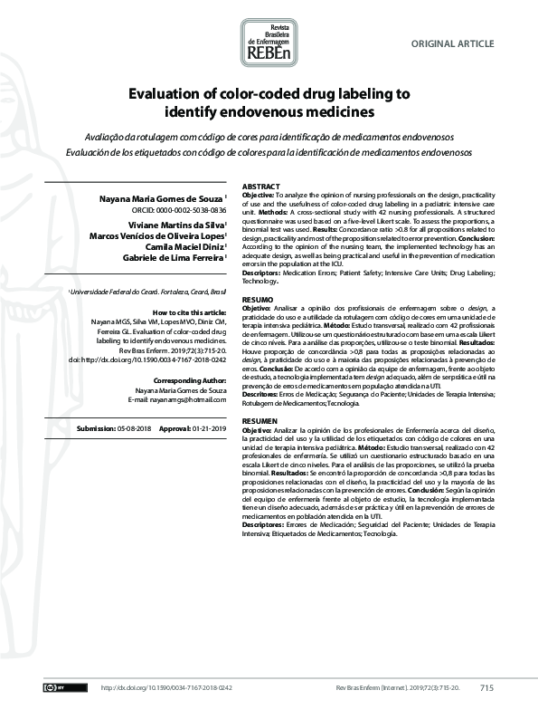 (PDF) Evaluation of color-coded drug labeling to identify endovenous ...