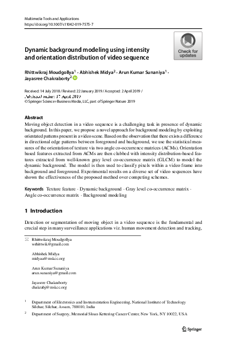 Pdf Dynamic Background Modeling Using Intensity And Orientation Distribution Of Video Sequence