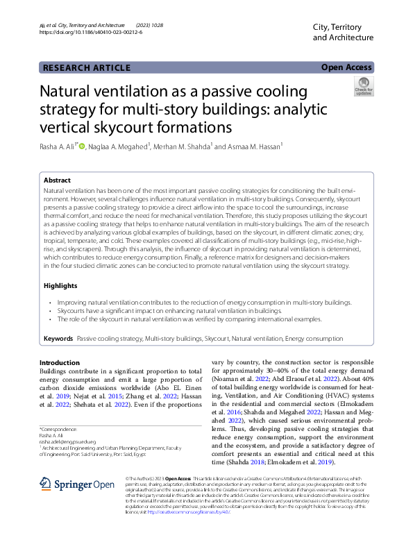 (PDF) Natural ventilation as a passive cooling strategy for multi-story ...