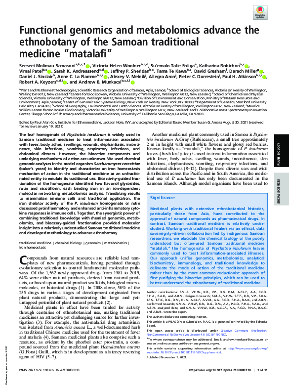 (PDF) Functional genomics and metabolomics advance the ethnobotany of ...