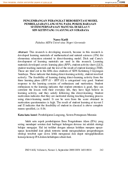 (PDF) Pengembangan Perangkat Berorientasi Model Pembelajaran Langsung Pada Pokok Bahasan Sistem ...