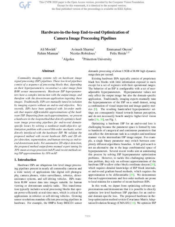 (PDF) Hardware-in-the-Loop End-to-End Optimization of Camera Image Processing Pipelines