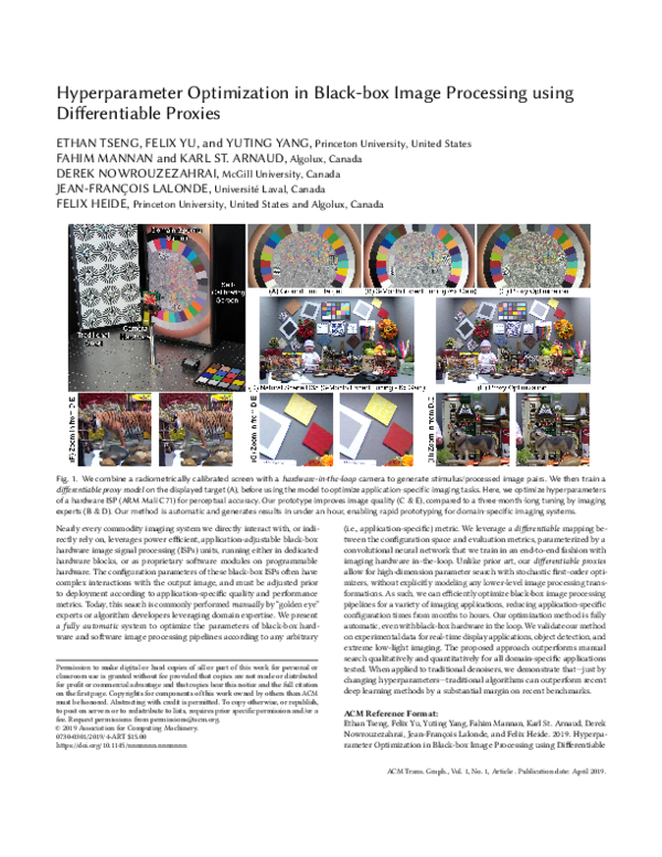 (PDF) Hyperparameter optimization in black-box image processing using differentiable proxies