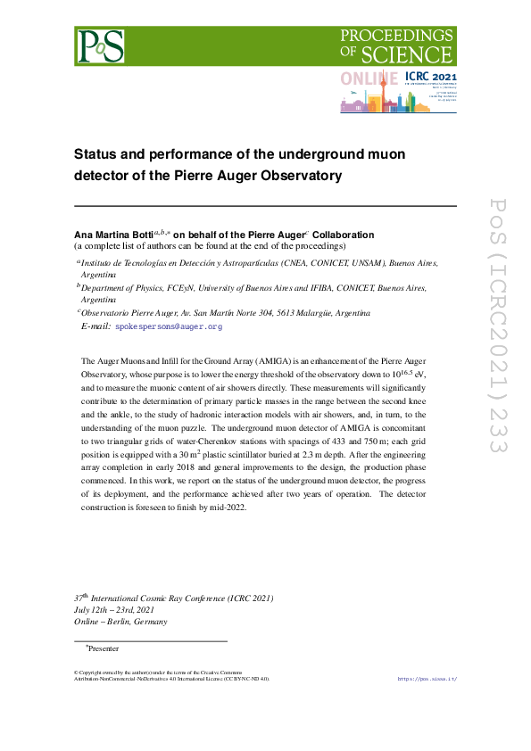 (PDF) Status and performance of the underground muon detector of the ...