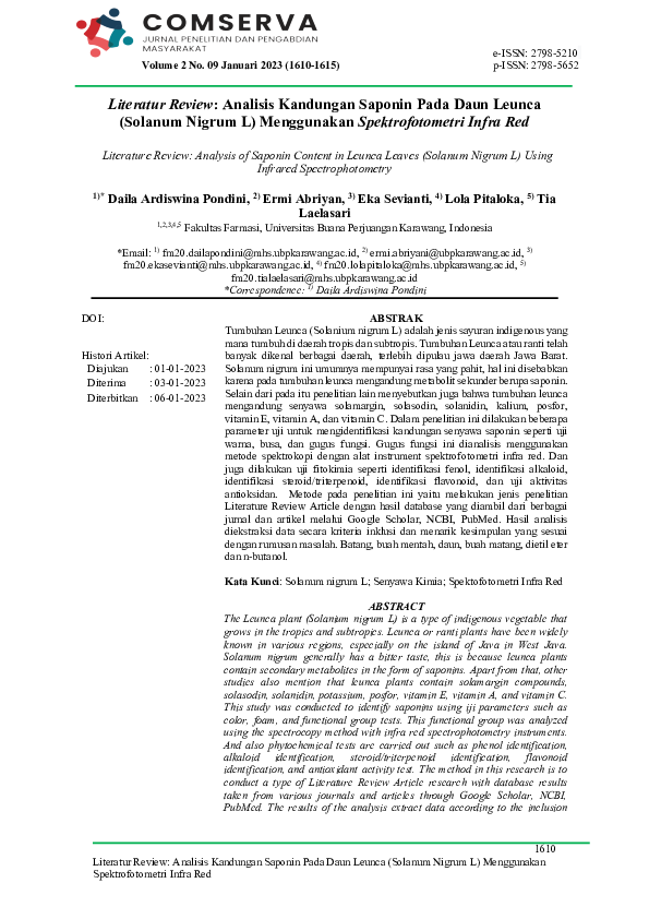 (PDF) Literatur Review: Analisis Kandungan Saponin Pada Daun Leunca ...