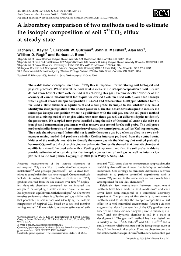 (PDF) A laboratory comparison of two methods used to estimate the isotopic composition of soil ...
