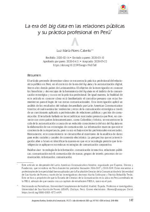 (PDF) La era del big data en las relaciones públicas y su práctica profesional en Perú | LUZ ...