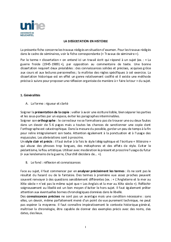 (PDF) Travaux d'examen 1 La dissertation
