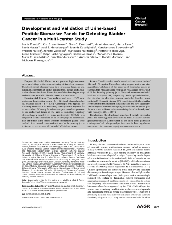 (PDF) Data from Development and Validation of Urine-based Peptide Biomarker Panels for Detecting ...