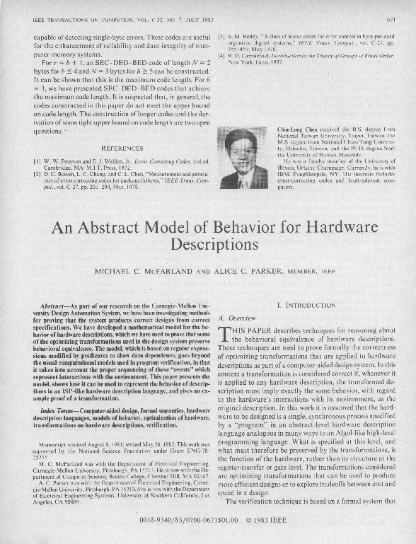 (PDF) An Abstract Model of Behavior for Hardware Descriptions