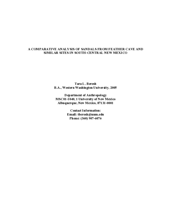 (PDF) A COMPARATIVE ANALYSIS OF SANDALS FROM FEATHER CAVE AND SIMILAR ...