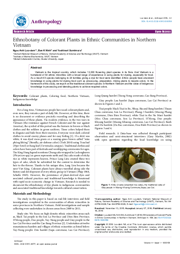 (PDF) Ethnobotany of Colorant Plants in Ethnic Communities in Northern ...