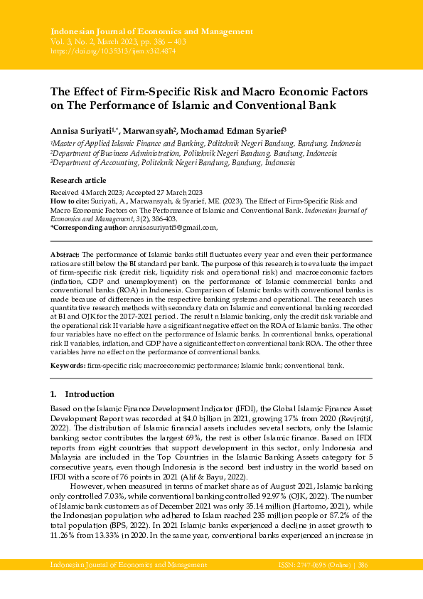 (PDF) The Effect of Firm-Specific Risk and Macro Economic Factors on ...