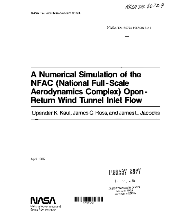 (PDF) A numerical simulation of the NFAC (National Full-scale AerodynamicsComplex) open-return ...