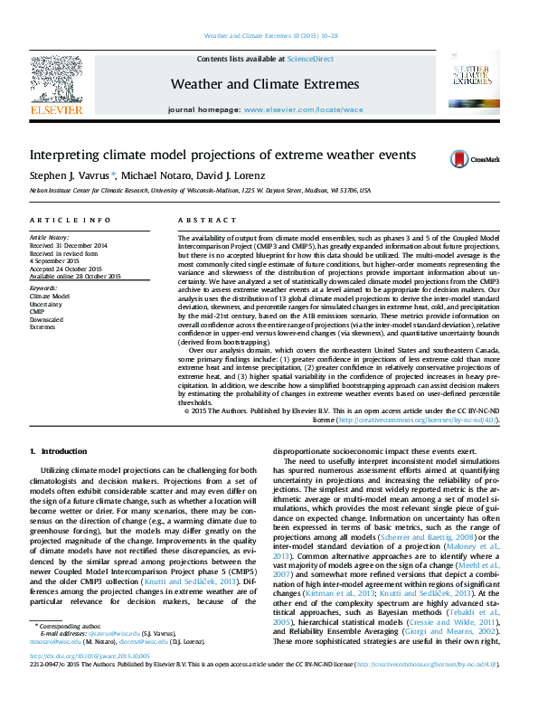 (PDF) Interpreting climate model projections of extreme weather events
