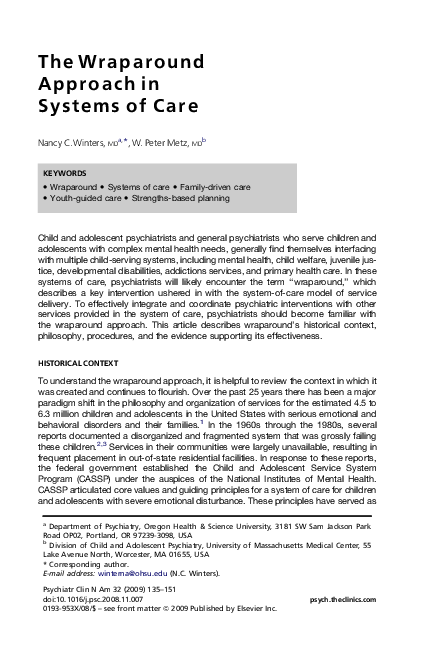 (PDF) The Wraparound Approach in Systems of Care