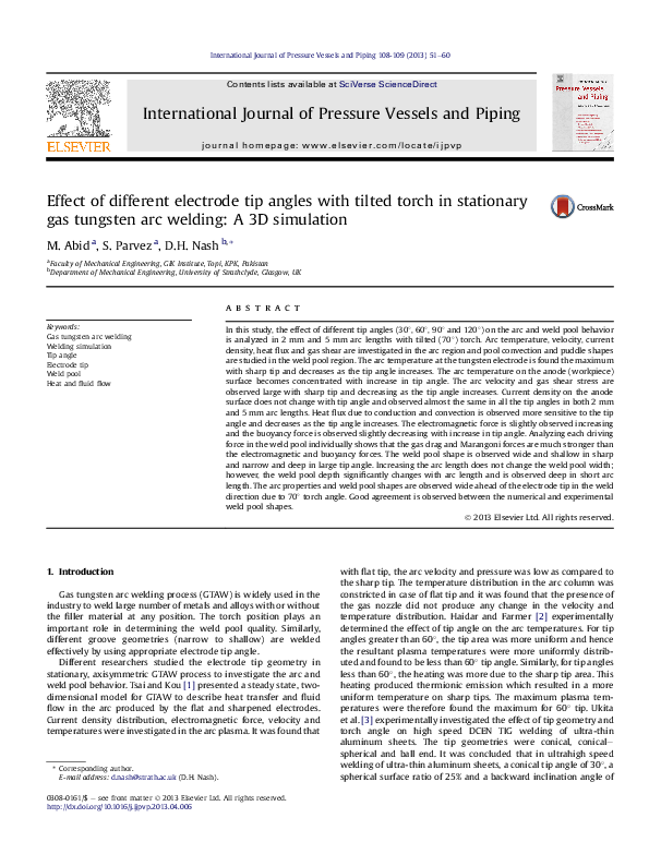 (PDF) Effect of different electrode tip angles with tilted torch in ...