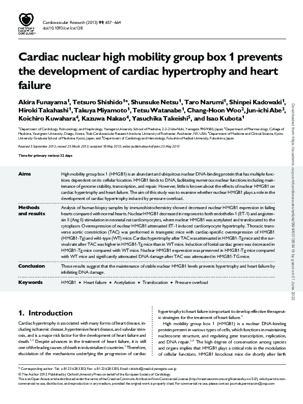 (PDF) Cardiac nuclear high mobility group box 1 prevents the ...