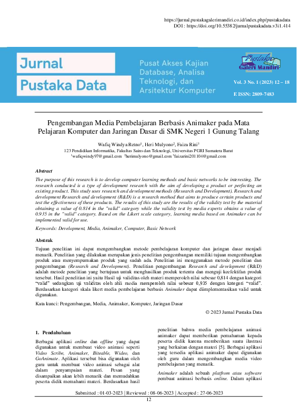 (PDF) Pengembangan Media Pembelajaran Berbasis Animaker pada Mata Pelajaran Komputer dan ...