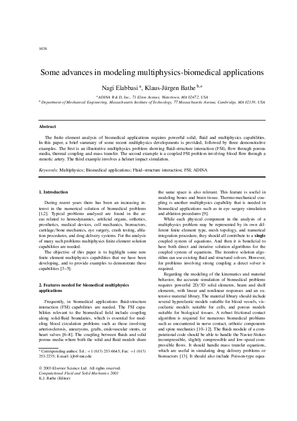 (PDF) Some advances in modeling multiphysics-biomedical applications