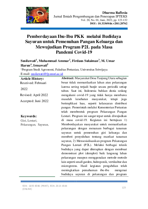 (PDF) Pemberdayaan Ibu-Ibu PKK melalui Budidaya Sayuran untuk Pemenuhan ...