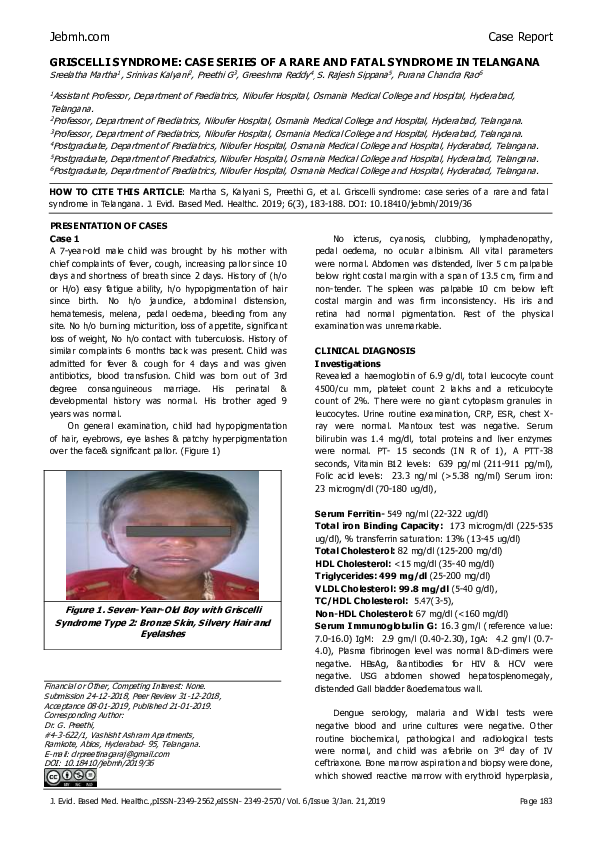 (PDF) Griscelli Syndrome: Case Series of a Rare and Fatal Syndrome in ...