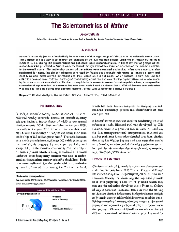 (PDF) The Scientometrics of Nature