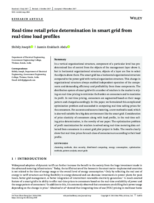 (PDF) Real-time retail price determination in smart grid from real-time load profiles | Shibily ...