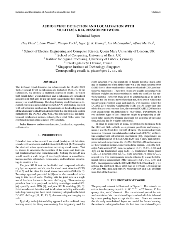 Pdf Audio Event Detection And Localization With Multitask Regression