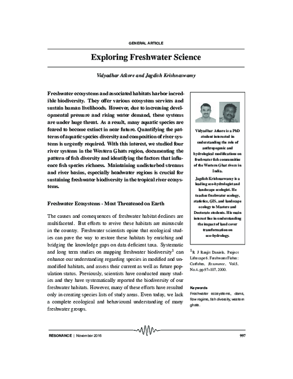 (PDF) Exploring freshwater science