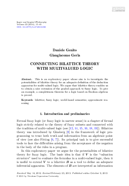 (PDF) Bilattice Theory in Multi-Valued Logic