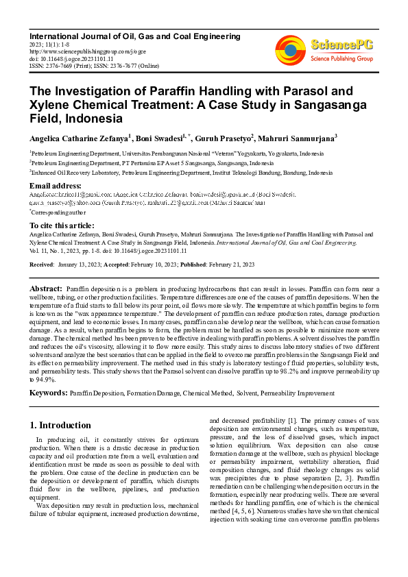 (PDF) The Investigation of Paraffin Handling with Parasol and Xylene ...