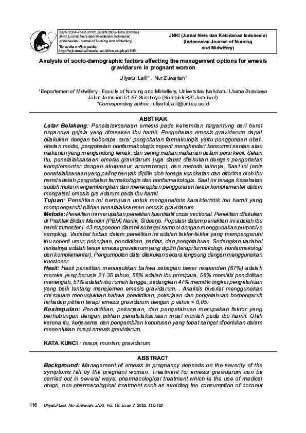 (PDF) Analysis of socio-demographic factors affecting the management options for emesis ...