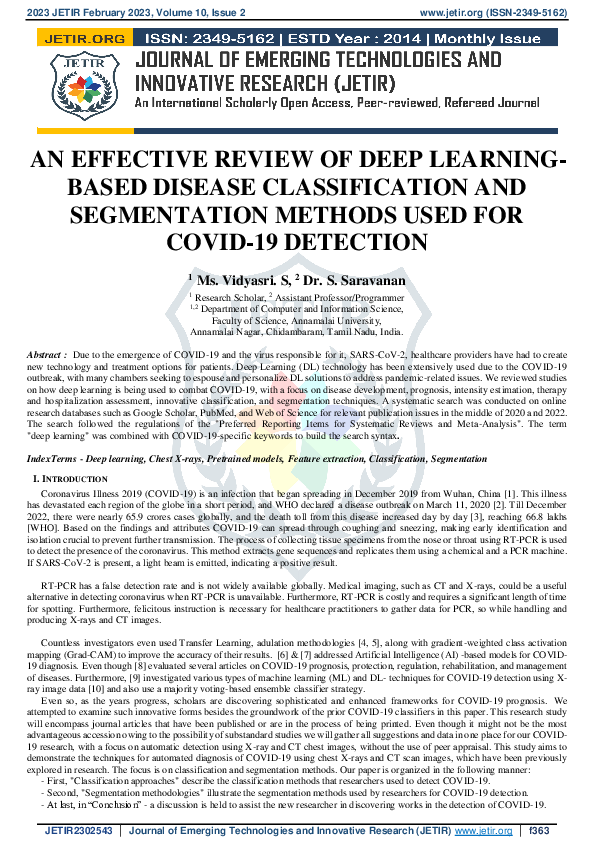 (PDF) AN EFFECTIVE REVIEW OF DEEP LEARNING-BASED DISEASE CLASSIFICATION AND SEGMENTATION METHODS ...