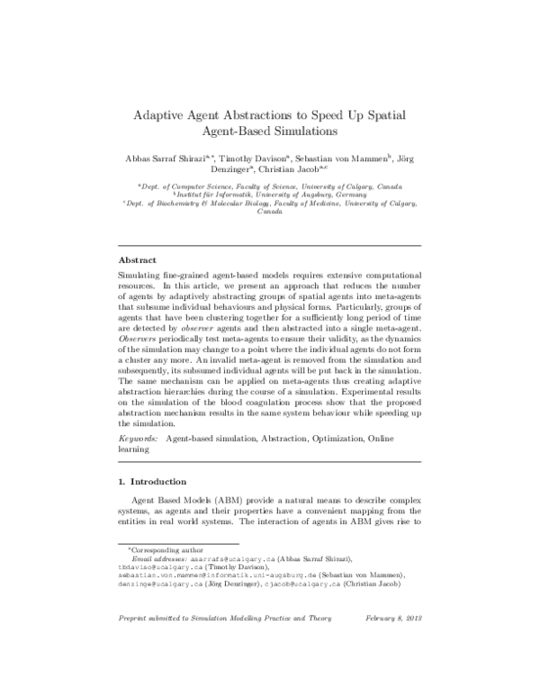 (PDF) Adaptive agent abstractions to speed up spatial agent-based simulations
