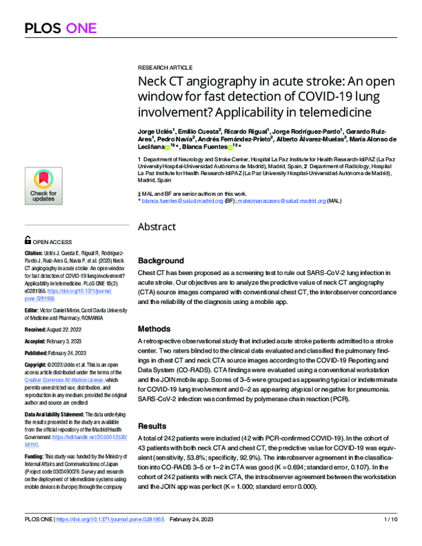 (PDF) Neck CT angiography in acute stroke: An open window for fast ...