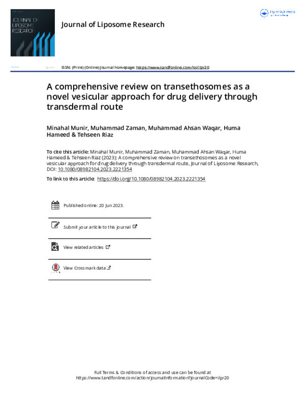 (PDF) A comprehensive review on transethosomes as a novel vesicular ...