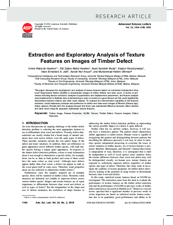 (PDF) Extraction and Exploratory Analysis of Texture Features on Images of Timber Defect ...